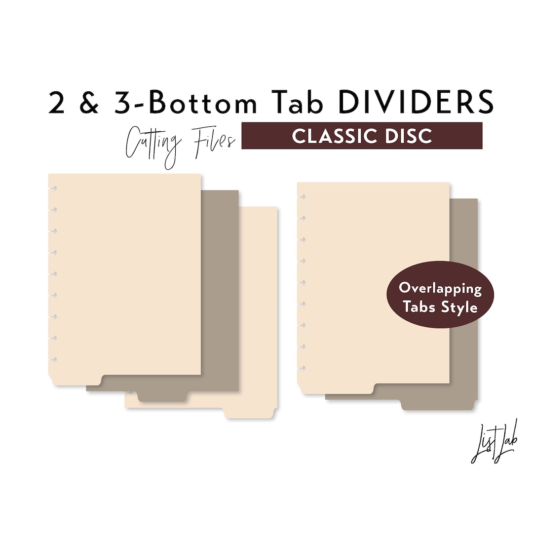 CLASSIC Disc Size 2 and 3 BOTTOM Tab Dividers - Overlapping Tabs Style ...