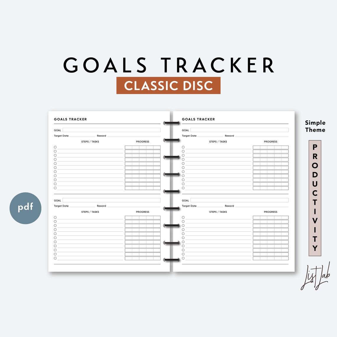 Classic Discbound GOALS Tracker Printable Ring Planner - Etsy