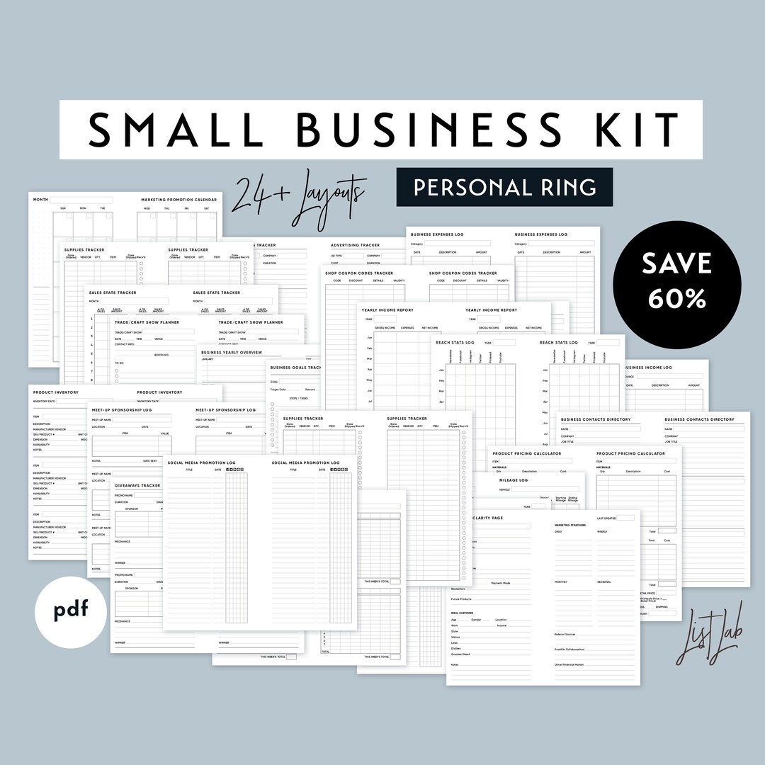 Personal Ring SMALL BUSINESS KIT | Printable Ring Planner Inserts Set ...