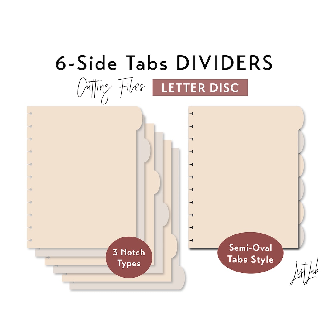 SEMI-OVAL 6-side Tab Dividers for LETTER Size Discbound Planner – Die ...