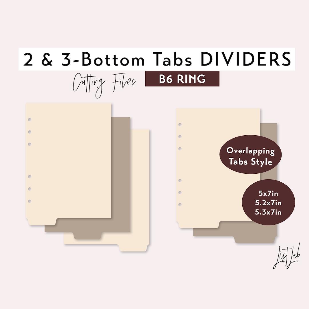 B6 Ring Size 2 and 3 BOTTOM Tab Dividers - Overlapping Tabs Style – Die ...