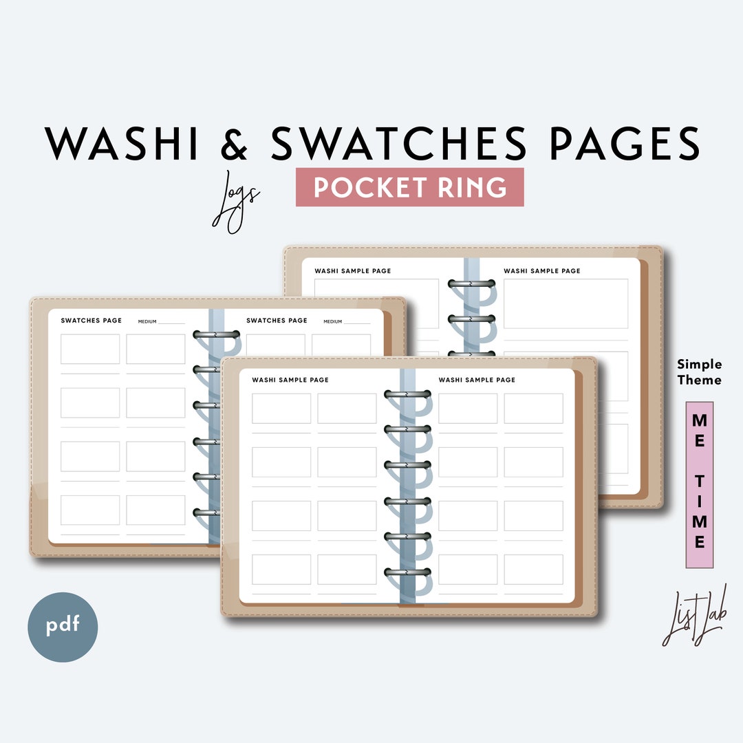 Pocket Ring WASHI SAMPLE and SWATCHES Pages Set | Printable Minimalist ...