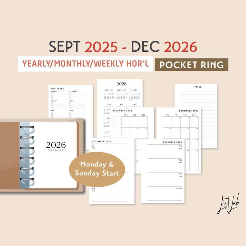 2025 2026 Pocket Calendar - Etsy