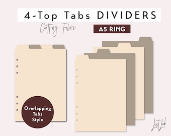 5 SIDE TAB DIVIDERS for A5 Planner Die Cutting Files Set Overlapping ...