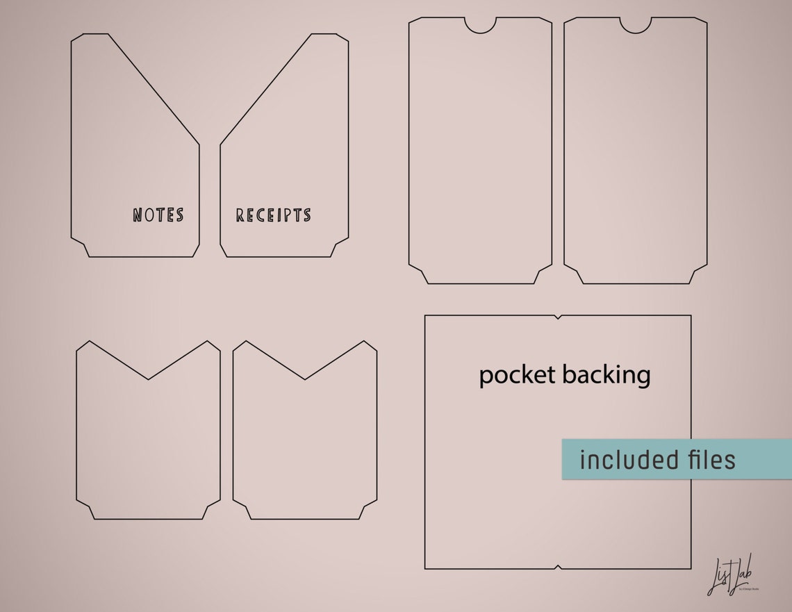Standard Size Traveler's Notebook Pockets – Die Cutting Files (7 ...