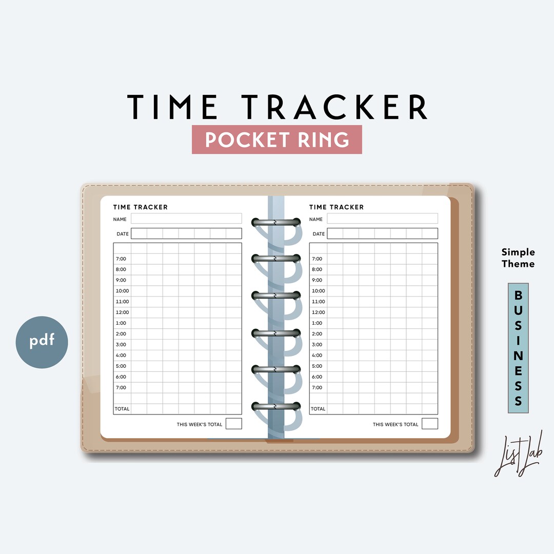 Pocket Ring TIME TRACKER | Printable Minimalist Ring Planner Insert ...