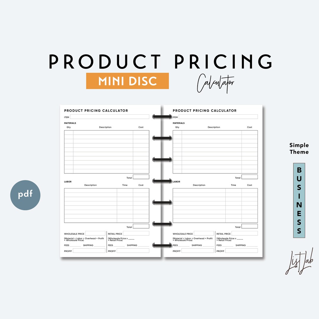 MINI DISC Product Pricing Calculator Printable Discbound - Etsy