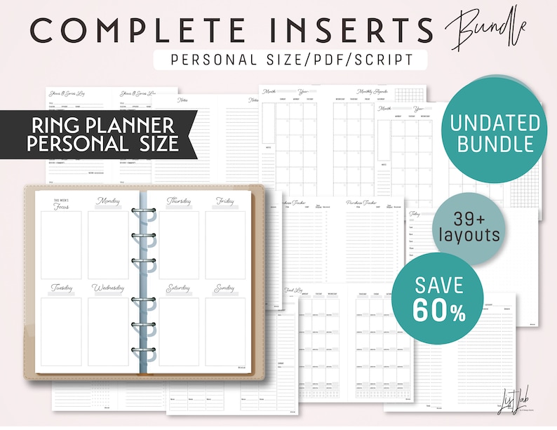 PERSONAL Size COMPLETE Inserts Bundle for Ring Planner - Printable PDF ...