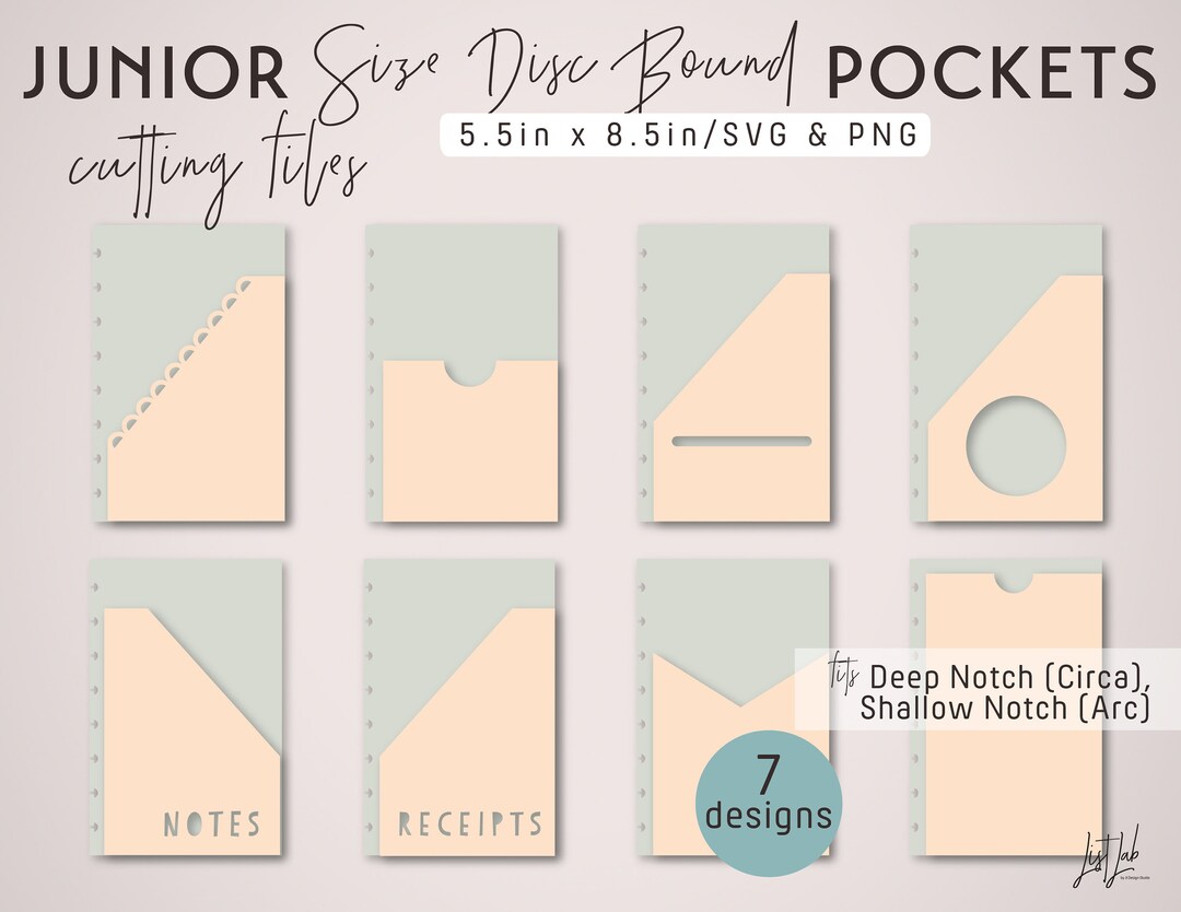 Junior Discbound Size PLANNER POCKETS – Die Cutting Files Set (7 ...