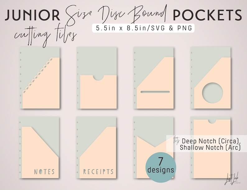 Junior Discbound Size PLANNER POCKETS – Die Cutting Files Set (7 ...