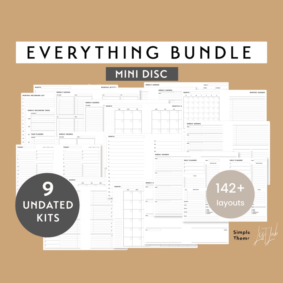Mini Discbound EVERYTHING BUNDLE - Printable Disc Bound UNDATED Planner ...