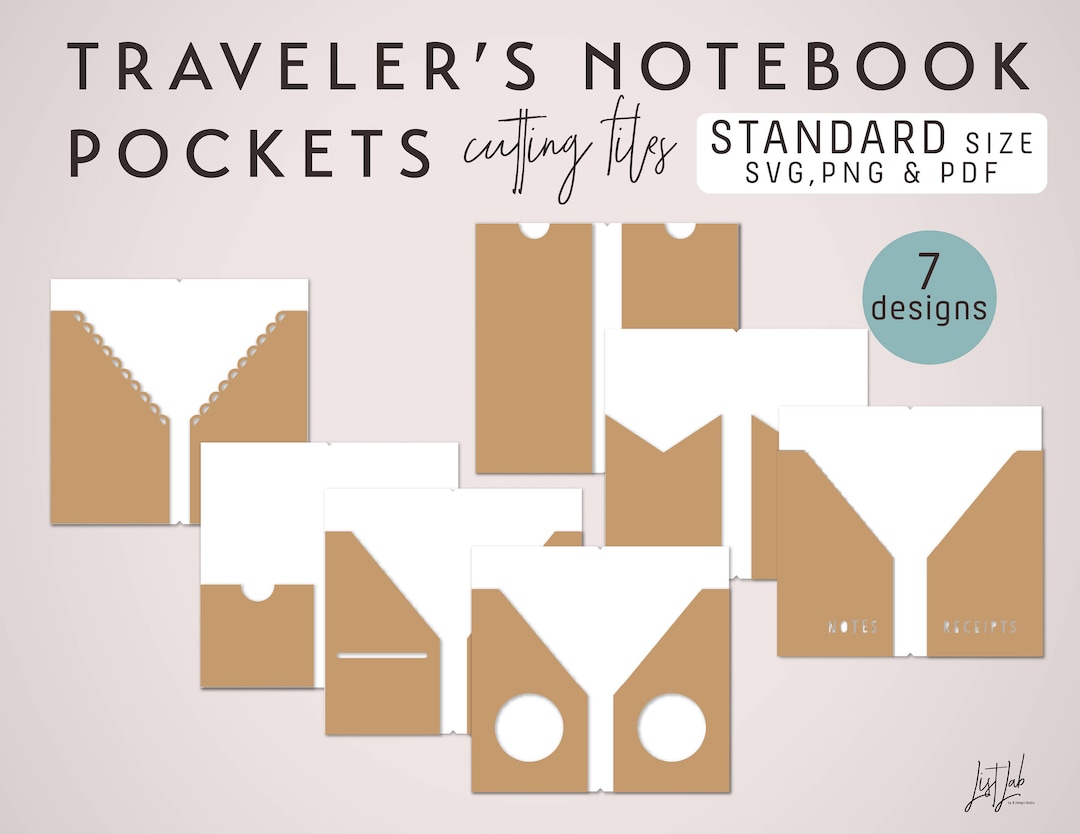 Standard Size Traveler's Notebook Pockets – Die Cutting Files (7 ...