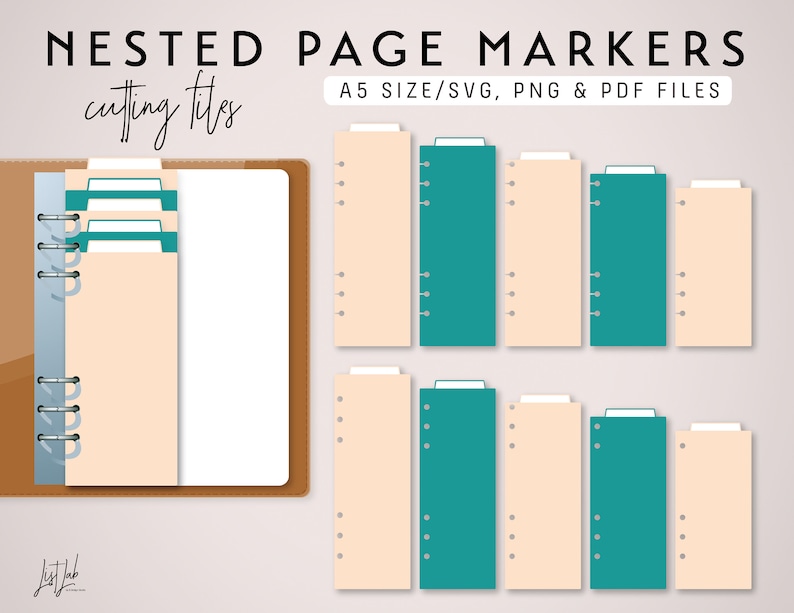A5 Ring 5 Nested PAGE MARKERS Ring Planner Die Cutting Files - Etsy
