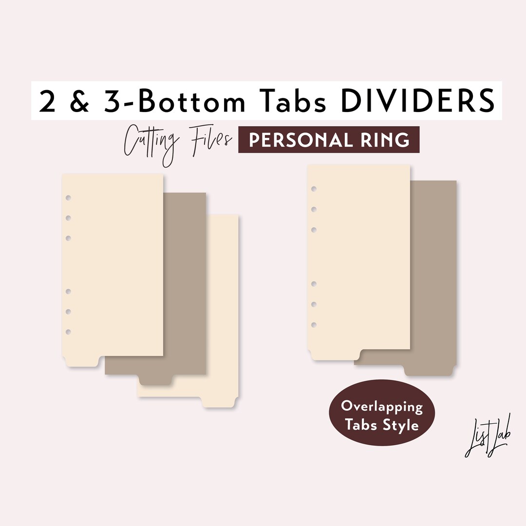 PERSONAL Ring Size 2 and 3 BOTTOM Tab Dividers - Overlapping Tabs Style ...