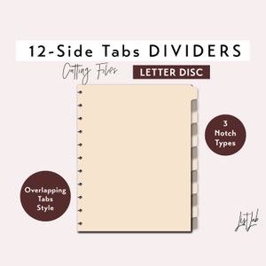 12 SIDE TAB DIVIDERS for Letter Disc Bound Planner Die Cutting Files ...