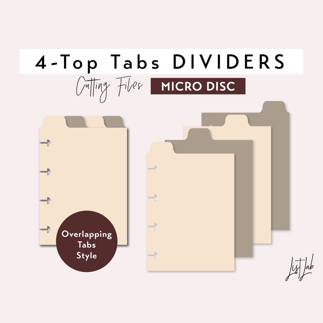 Micro Disc 4 TOP TAB DIVIDERS Discbound Planner Cutting Files Set ...