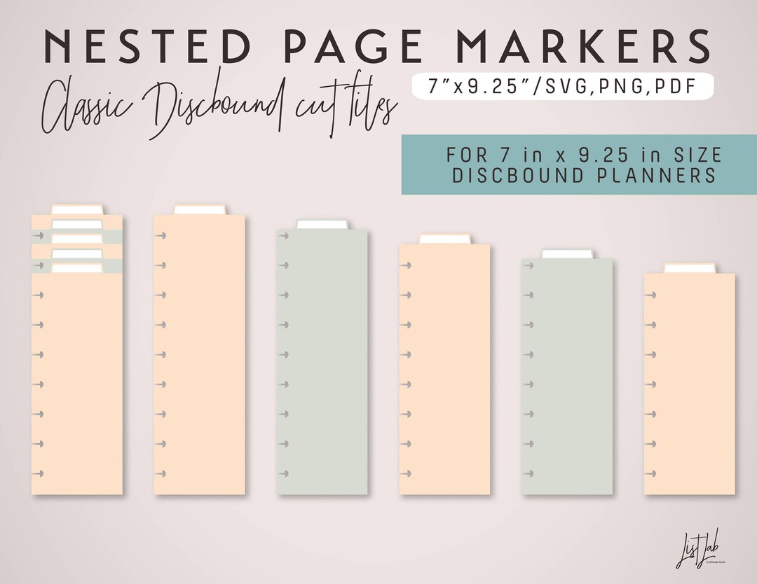 CLASSIC Disc 5 Nested Page Markers | Discbound Planner Die Cutting File ...