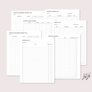 A4 & Letter Size FINANCES KIT | Printable Minimalist Ring Planner ...