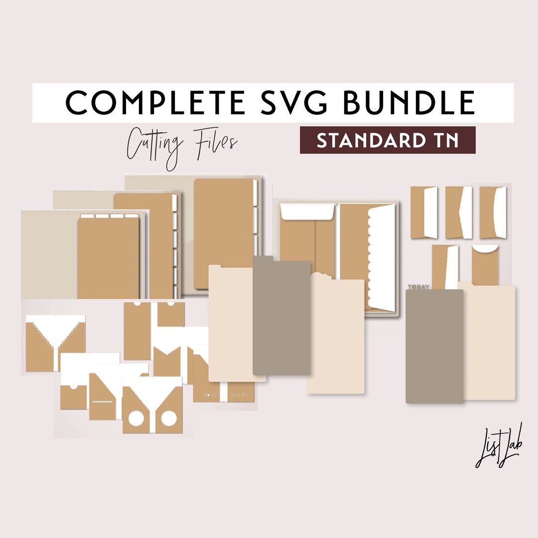 Standard TN COMPLETE SVG Cut Files Bundle – Traveler's Notebook Die ...