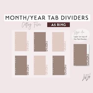 A5 Ring MONTH and YEAR Tab DIVIDERS Set – Die Cutting Files - Svg, Png ...