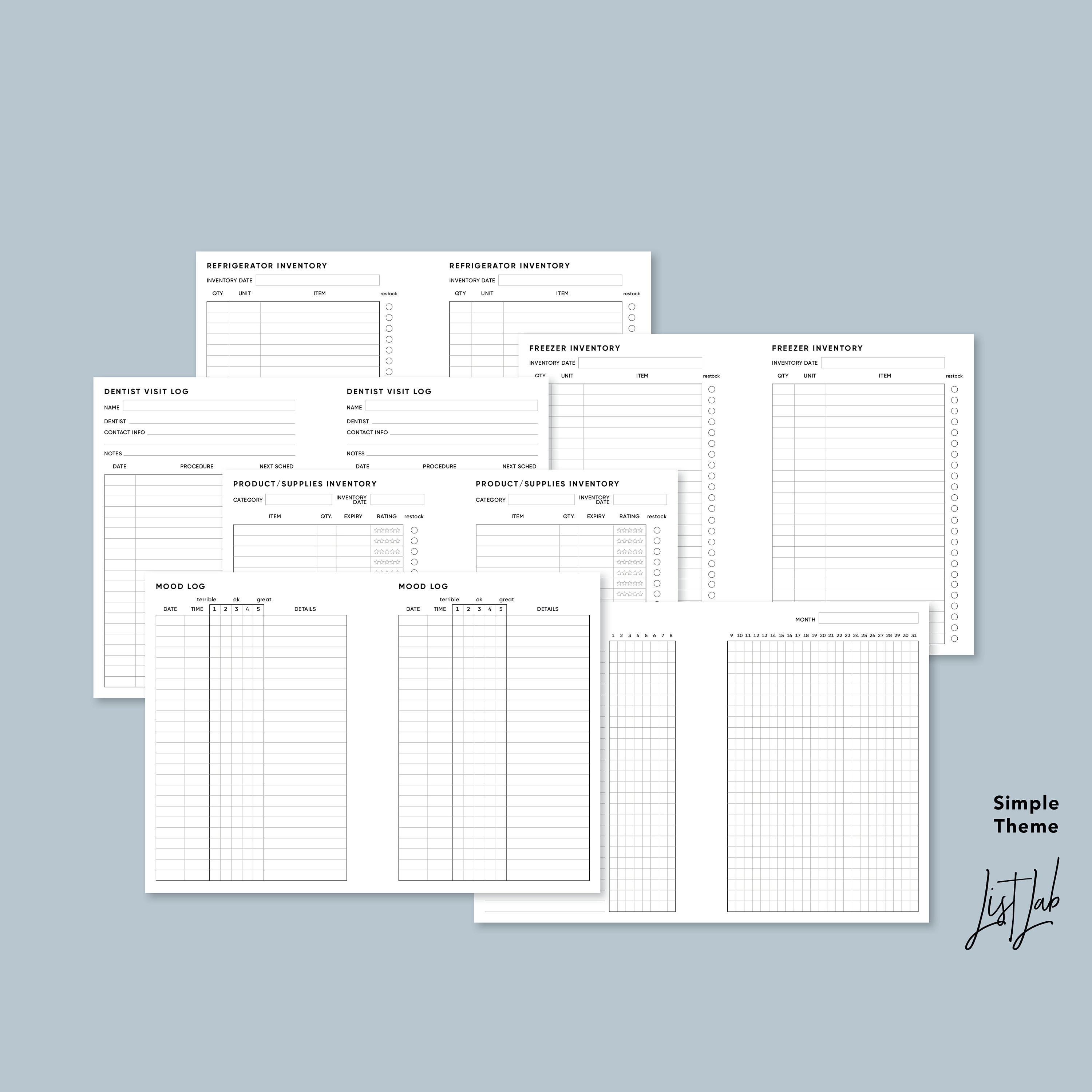 A6 Ring HEALTH KIT Printable Minimalist Ring Planner Inserts - Etsy