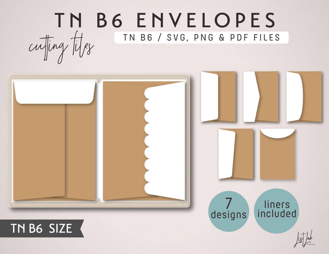 TN B6 ENVELOPES - SVG Die Cutting Files (7 Designs) for Traveler's ...