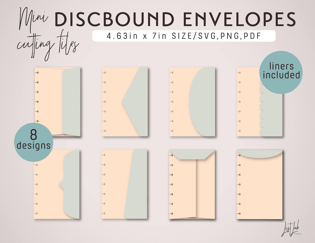 Mini Disc PLANNER ENVELOPES | Discbound Die Cutting Files Set | Planner ...