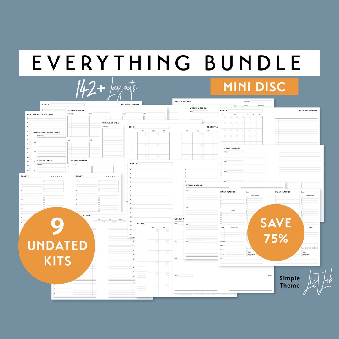 Mini Discbound EVERYTHING BUNDLE - Printable Disc Bound UNDATED Planner ...