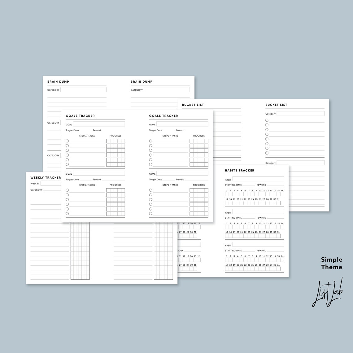Pocket PRODUCTIVITY KIT Printable Minimalist Ring Planner - Etsy