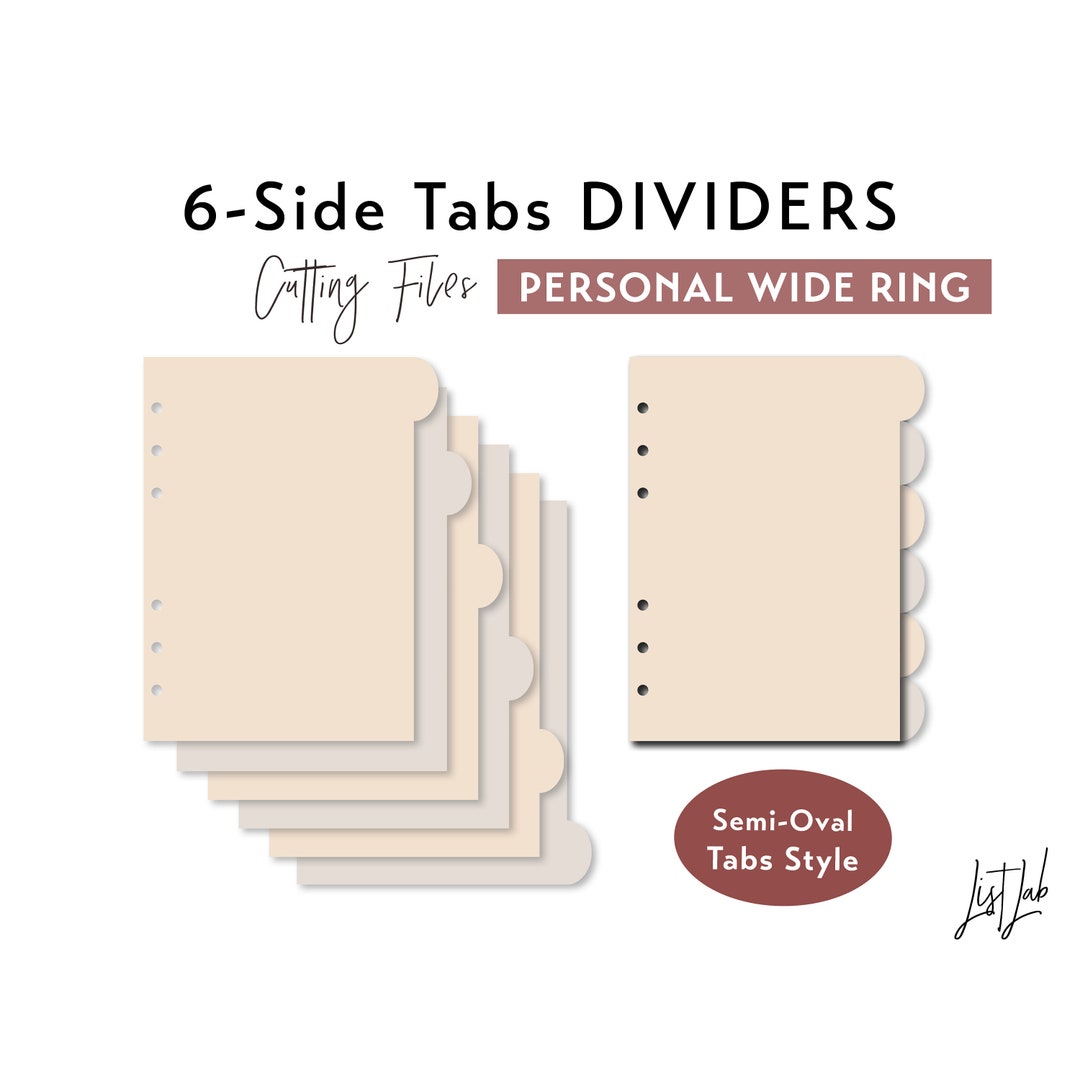 SEMI-OVAL 6-side Tab Dividers for PERSONAL Wide Ring Planner – Die ...