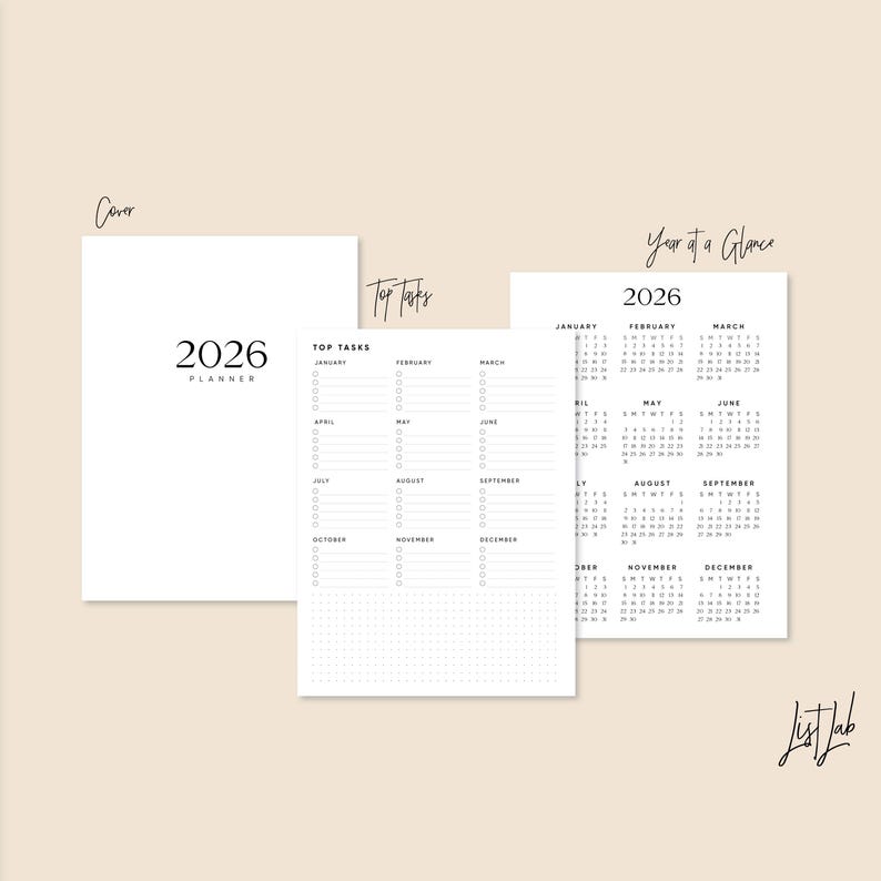 2026 CLASSIC Disc Yearly Monthly Weekly Wo2p HORIZONTAL Printable ...