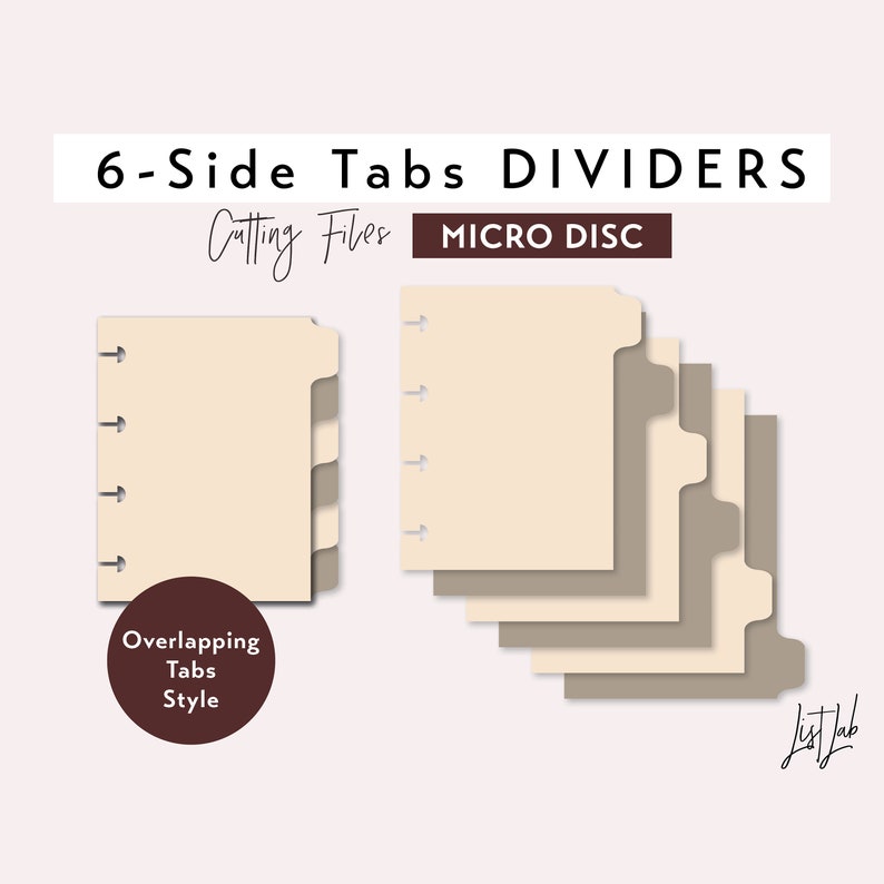 Micro Disc 6 SIDE TAB DIVIDERS Discbound Planner Cutting Files Set ...
