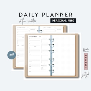 Personal Size DAILY PLANNER - Printable Ring Planner Insert PDF ...