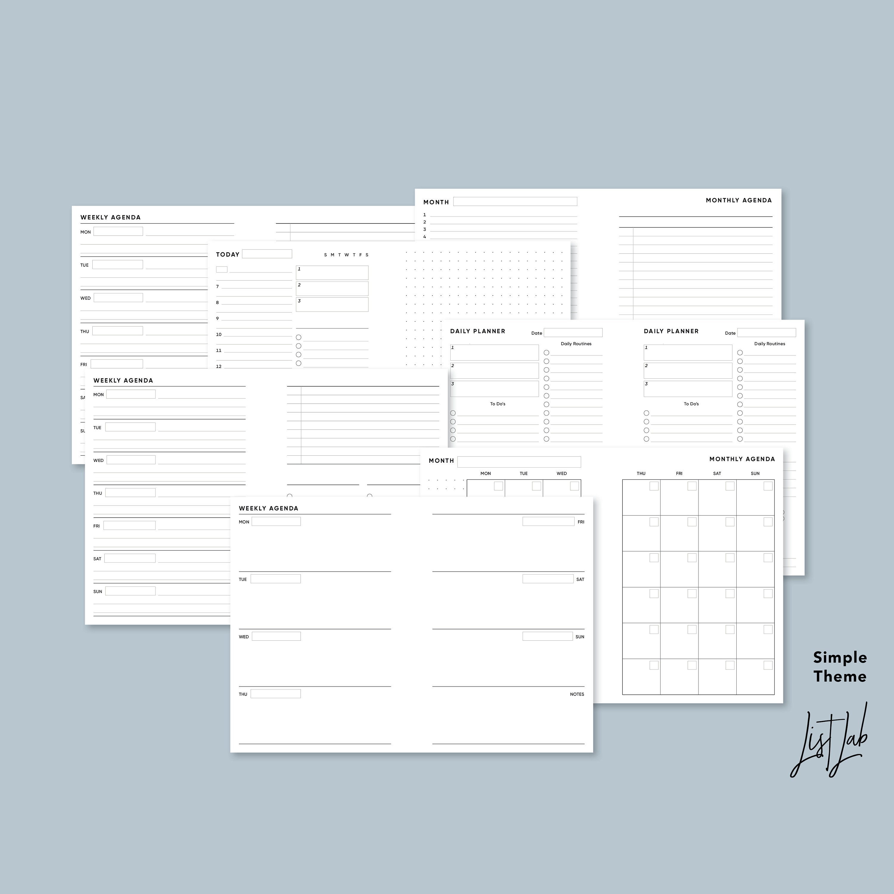A6 Ring AGENDA KIT for Ring Planner Printable Pdf Simple - Etsy Ireland