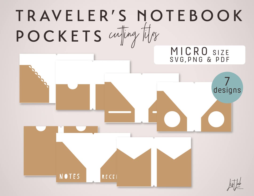 MICRO Size SVG Traveler's Notebook Pockets – Die Cutting Files (7 ...