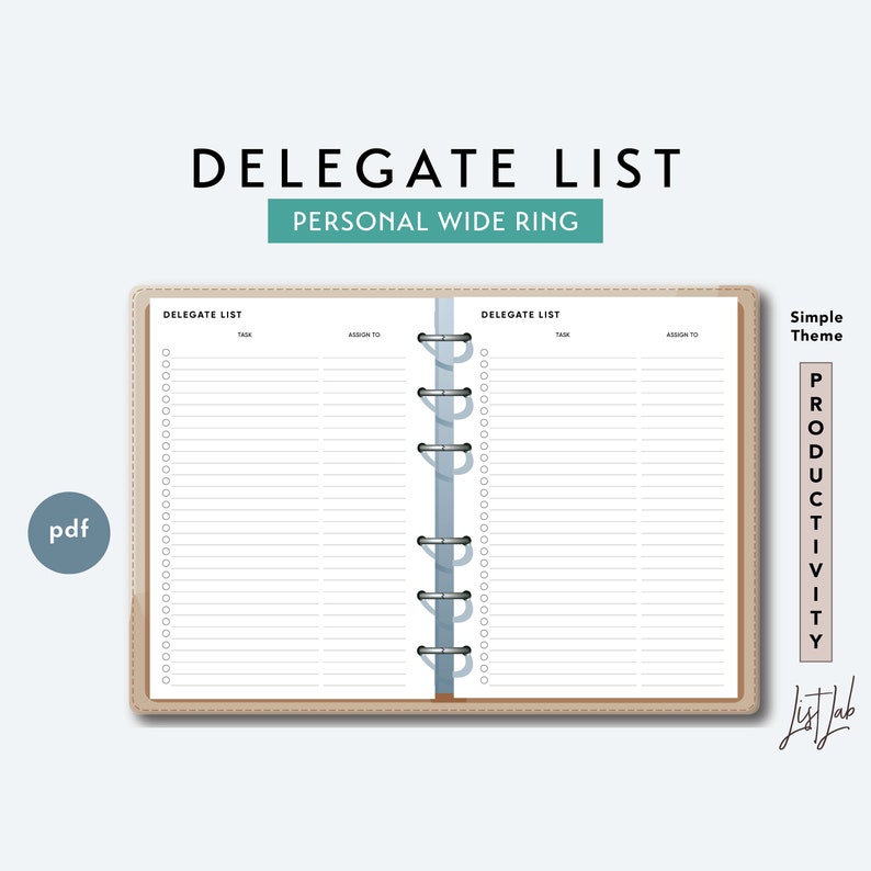 Personal Wide DELEGATE LIST Printable Ring Planner Insert - Etsy