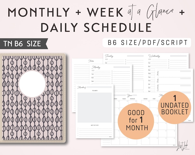 B6 Daily GRID Printable TN Insert for Traveler's Notebook Hobonichi ...