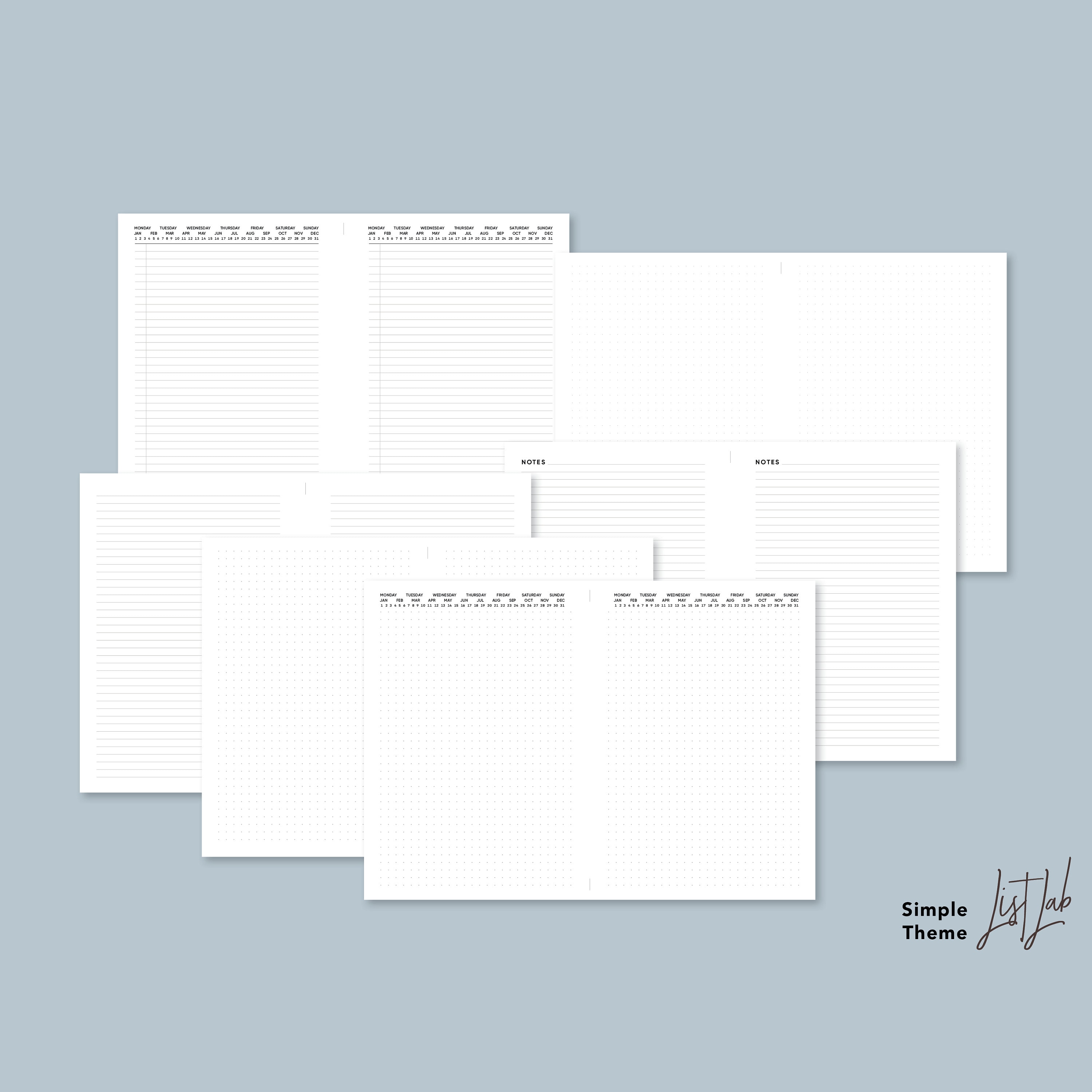 A5 Half-letter Size ESSENTIALS KIT | Printable Minimalist Ring ...