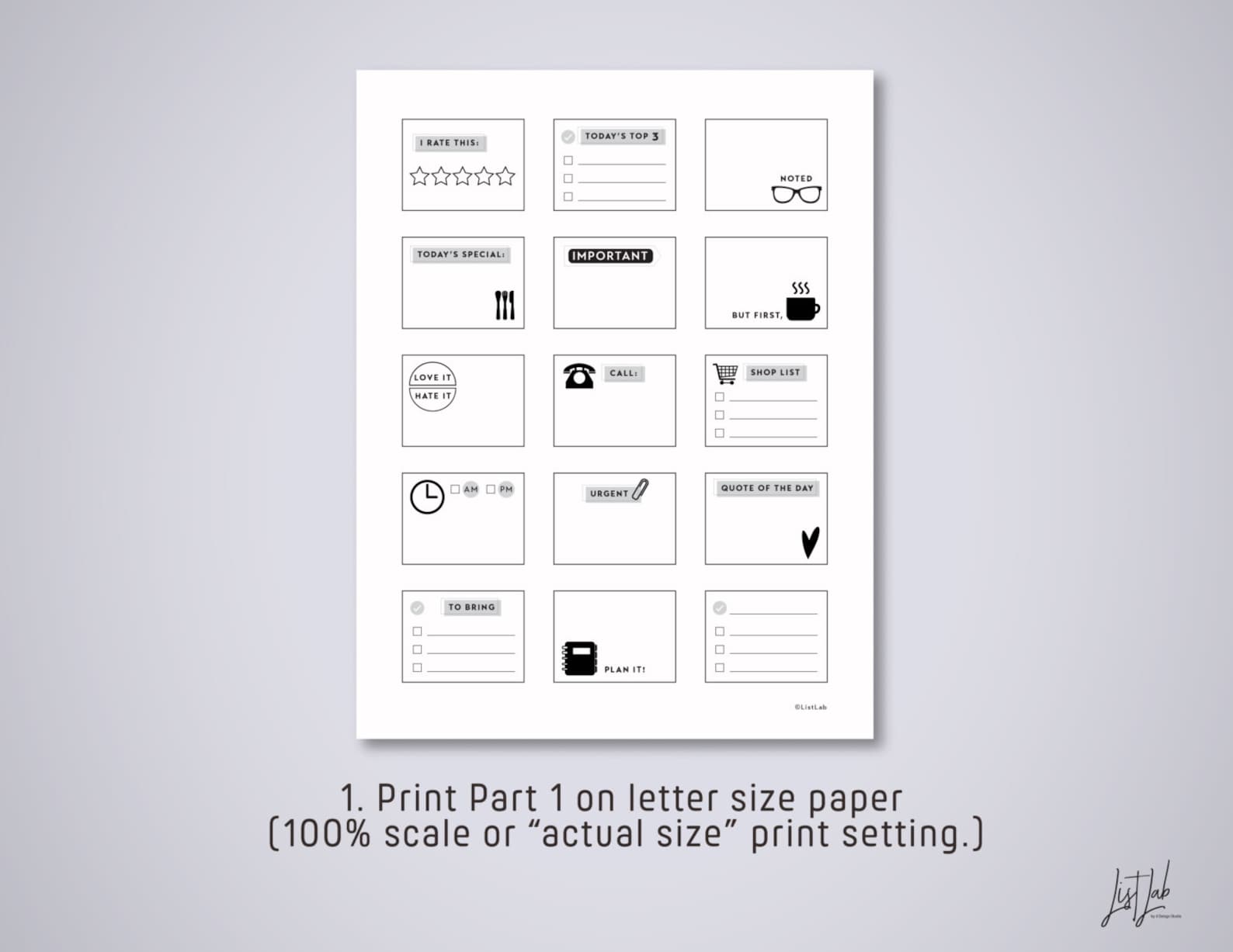 MINI STICKY Notes Printable PDF - Fits 1.5in by 2in Notepads - Etsy