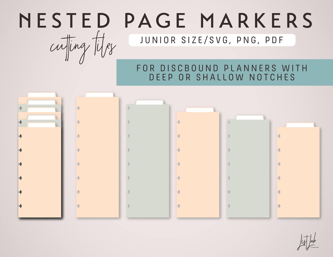 JUNIOR Disc Nested Page Markers | Discbound Planner Die Cutting Files ...