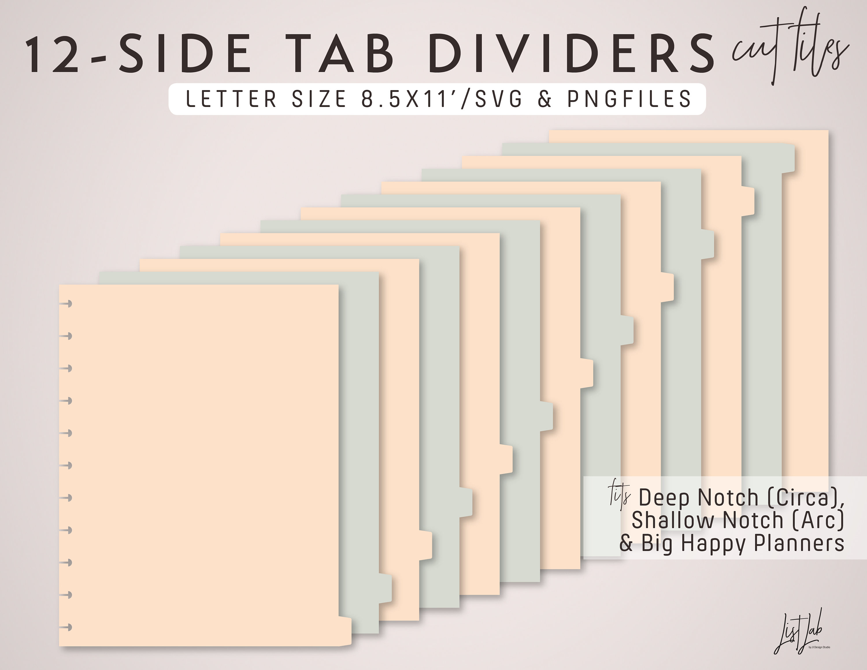 12 SIDE TAB DIVIDERS for Letter Size Discbound Planner Die | Etsy