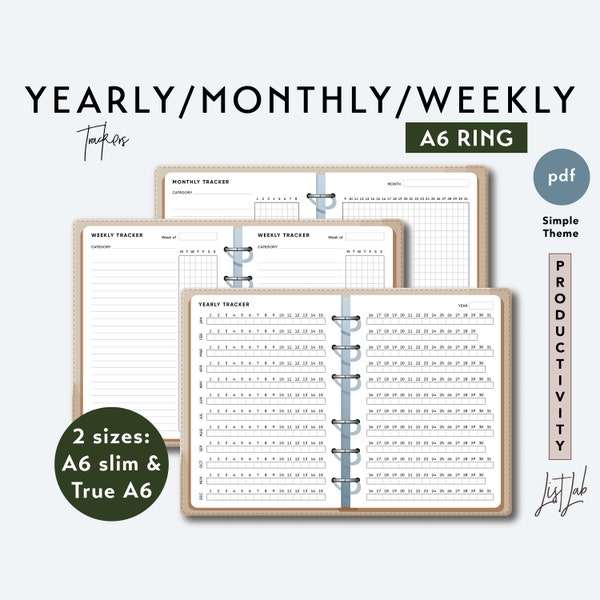 A6 Monthly and Weekly Printable - Etsy