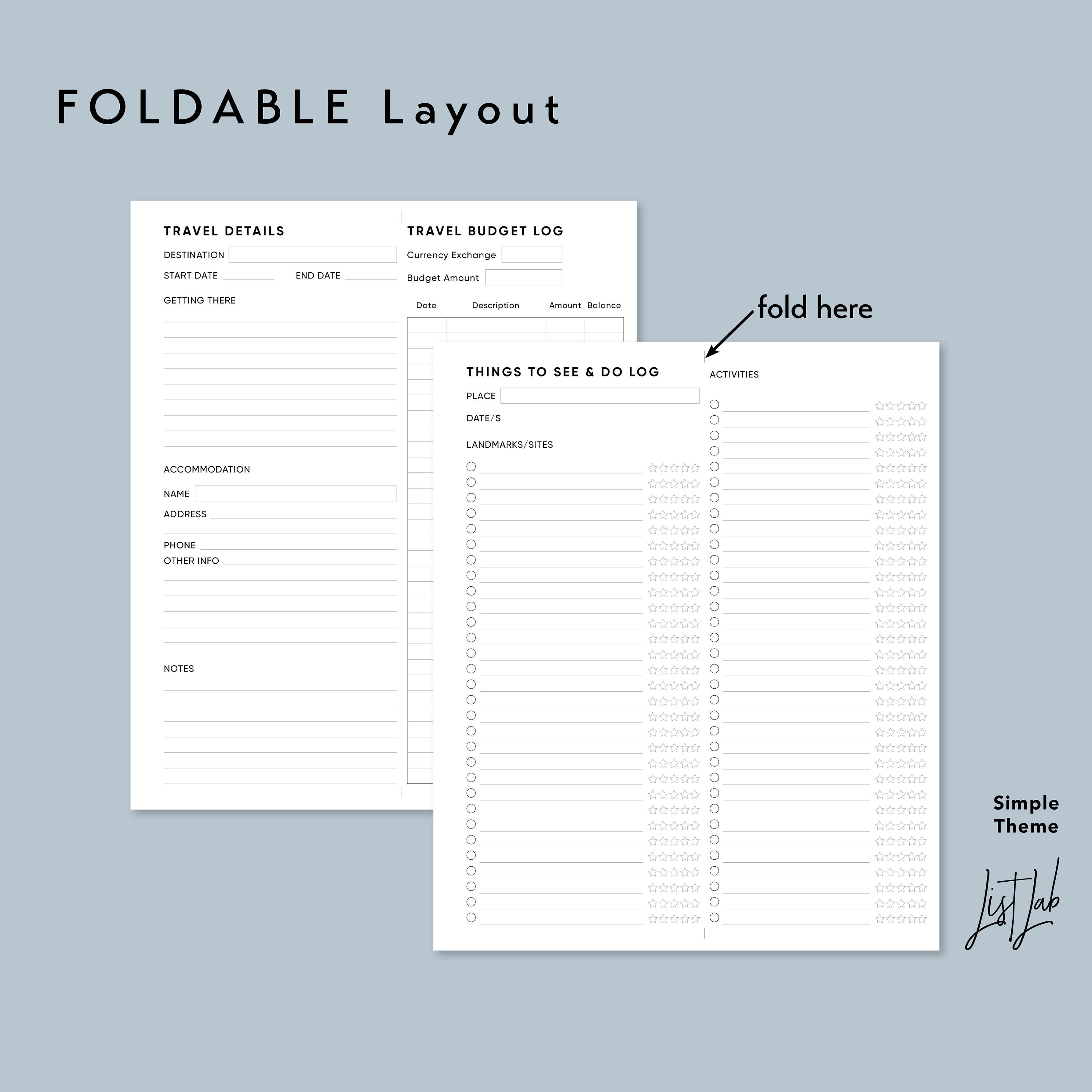 Half-sheet / Skinny Classic ME TIME KIT Printable Minimalist - Etsy