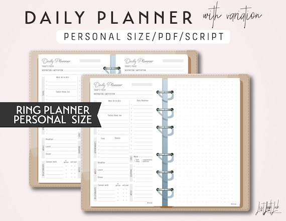PERSONAL Size Daily Planner With Variation Printable Ring - Etsy