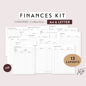A4 & Letter Size FINANCES KIT | Printable Minimalist Ring Planner ...