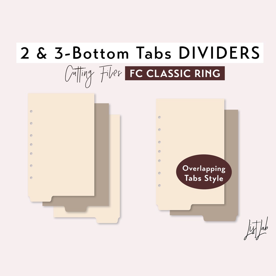 FC Classic Ring Size 2 and 3 BOTTOM Tab Dividers - Overlapping Tabs ...