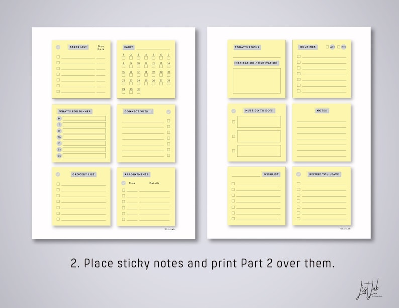 STICKY NOTES Printable PDF Fits 3in by 3in Notepads - Etsy
