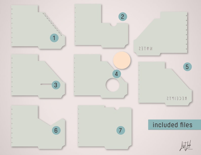 Junior Discbound Size PLANNER POCKETS – Die Cutting Files Set (7 ...