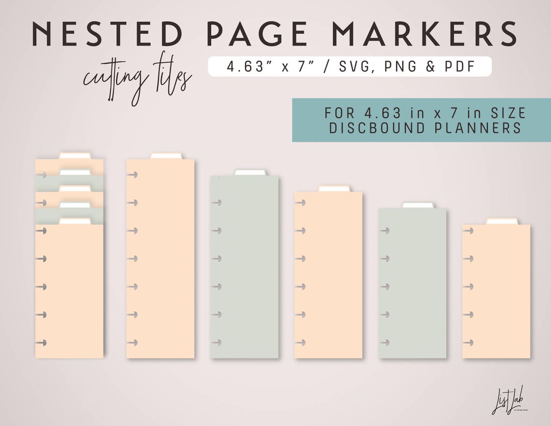 MINI Disc 5 Nested PAGE MARKERS | Discbound Planner Die Cutting Files ...