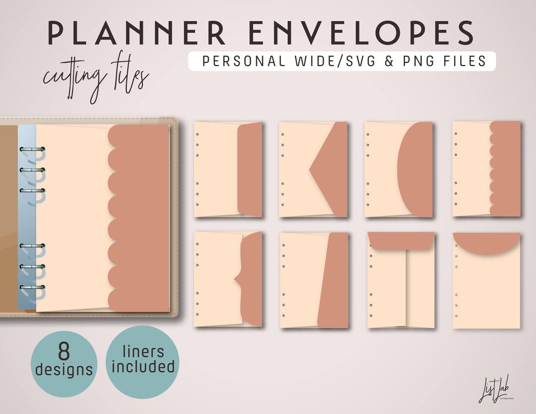 PLANNER ENVELOPES Cutting Files – (8 Designs) for Personal Wide ...